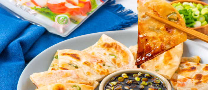 Golden and crispy on the outside, these savory stuffed crab pancakes ...